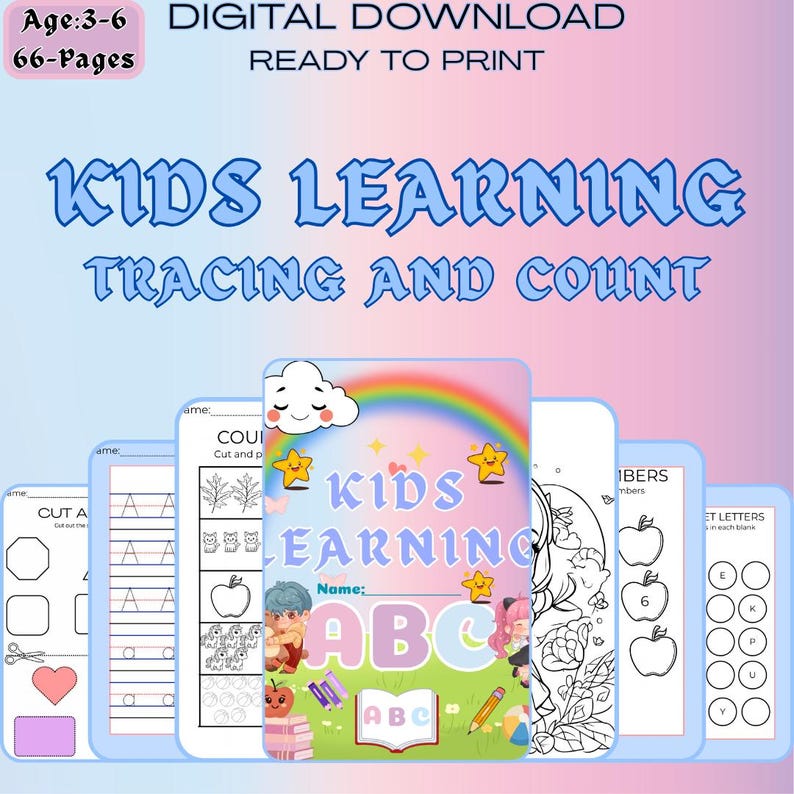 Kids Learning Tracing Abcs, Numbers, Shapes (digital Download) - Etsy