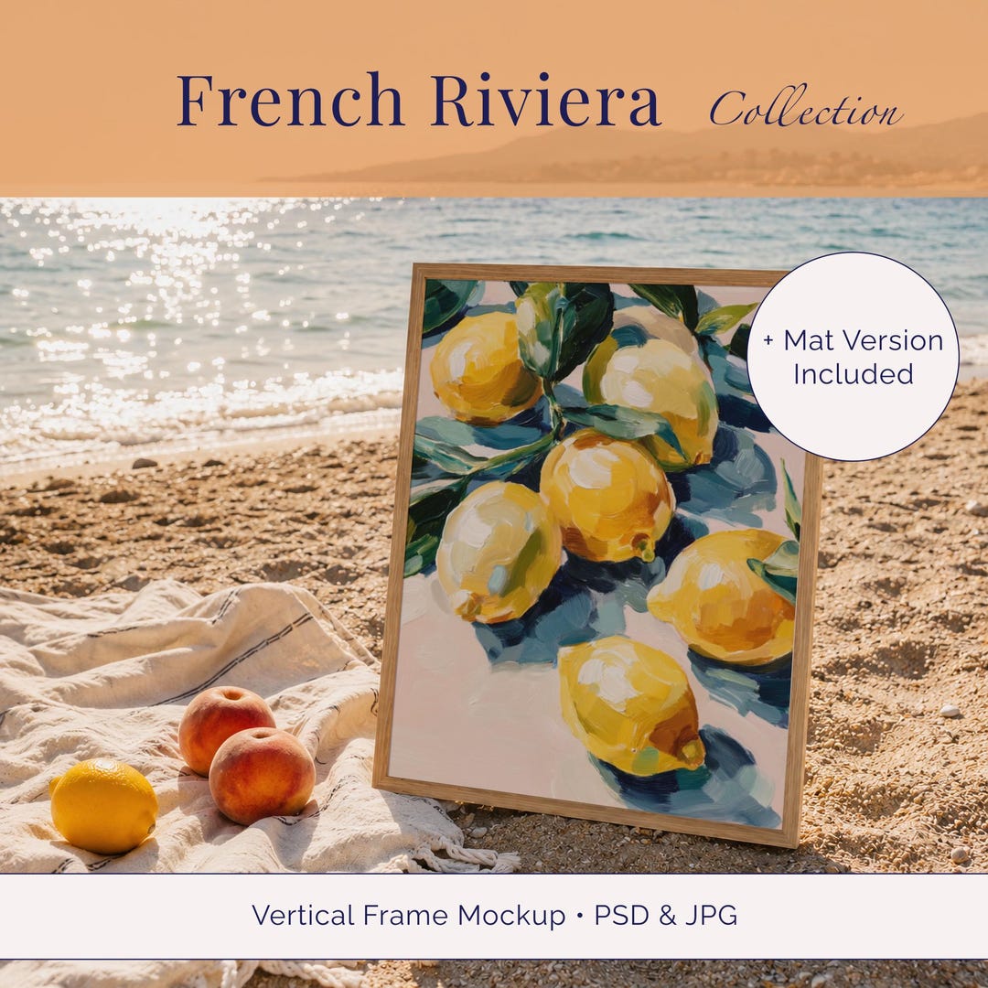 French Riviera Beach Frame Mockup | PSD + JPG | Square, Portrait ...