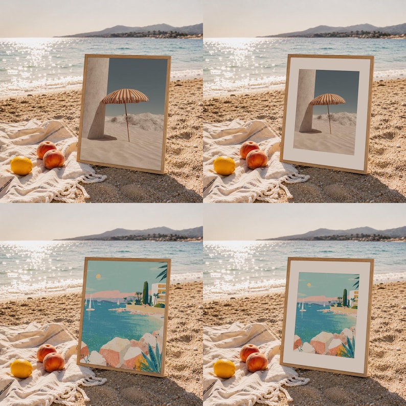 French Riviera Beach Frame Mockup | PSD + JPG | Square, Portrait ...