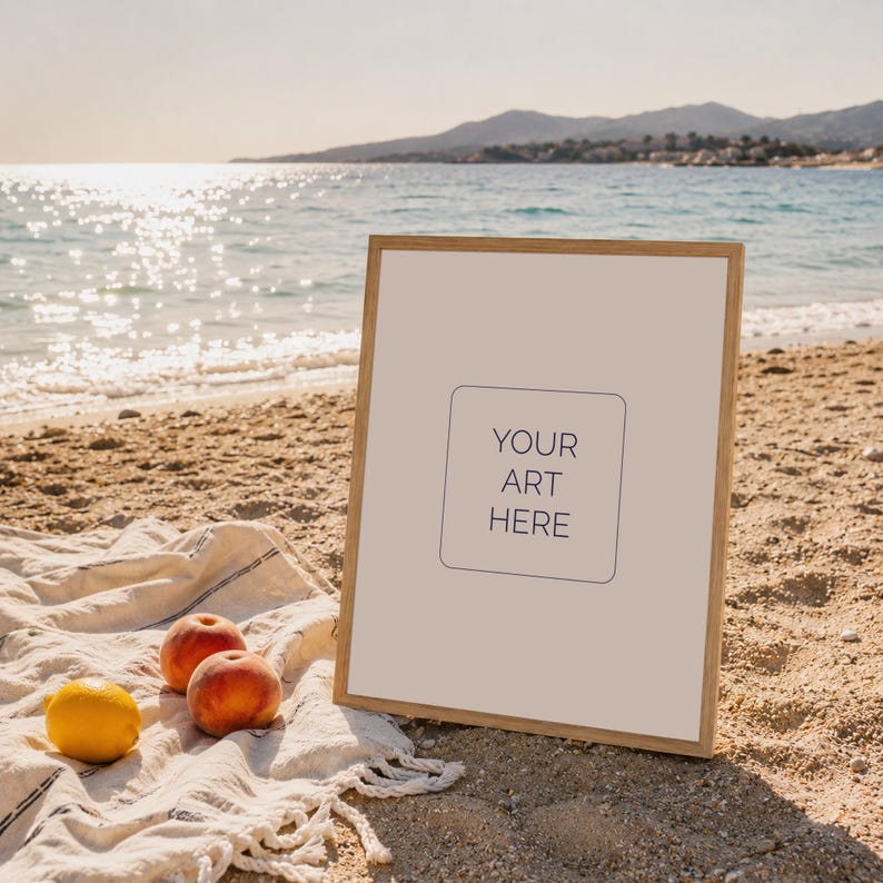 French Riviera Beach Frame Mockup | PSD + JPG | Square, Portrait ...