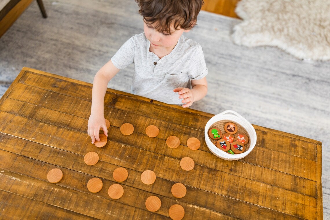 Woodland Animals Wooden Memory Matching Set Kids Matching Game | Etsy