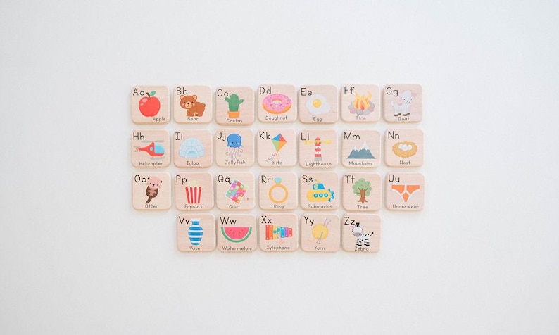 Wooden Alphabet Flash Cards: Montessori ABC Learning Toy - Etsy