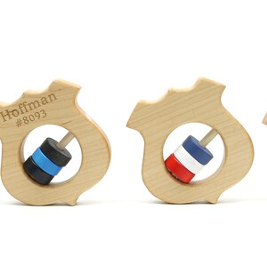 Police Shield Shaped Wooden Rattle - Organic, Natural, Baby Toy ...