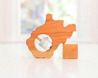 Louisiana State Rattle™ Modern Wooden Baby Toy Organic and | Etsy