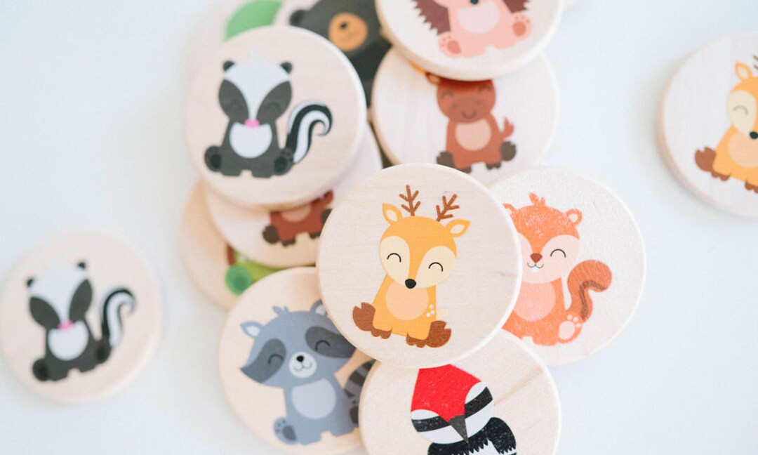Woodland Animals Wooden Memory Matching Set Kids Matching Game ...