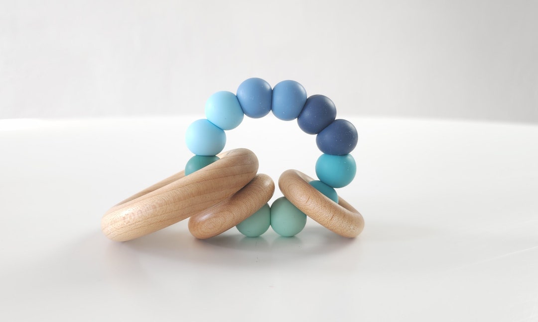 Peacock Saturn Ring Baby Rattle Toy Wooden Ring Rattle by Bannor Toys ...