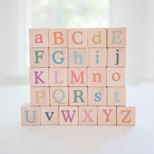 Alphabet Color Building Blocks Natural & Organic Wooden Toy Blocks Boho ...