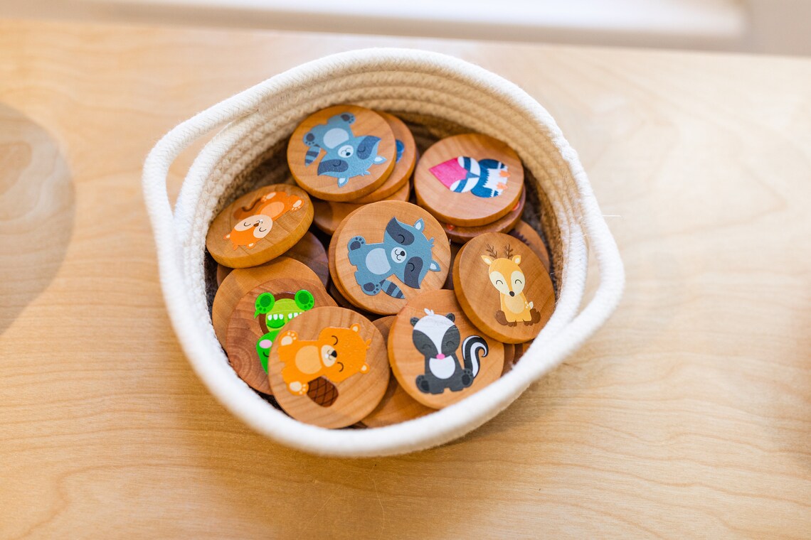 Woodland Animals Wooden Memory Matching Set Kids Matching Game | Etsy