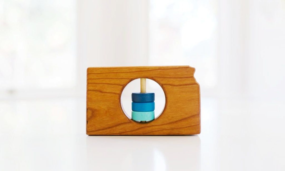 Kansas State Wooden Baby Rattle: Modern Organic Toy - Etsy