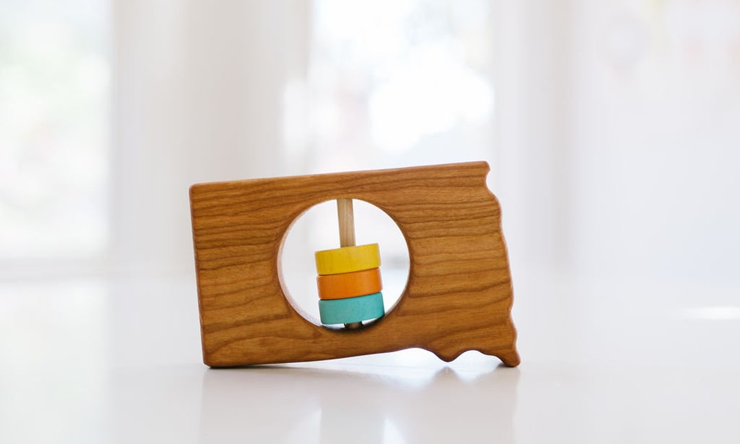 South Dakota State Baby Rattle: Modern Wooden Toy - Etsy