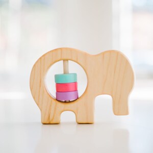 Wooden Elephant Baby Rattle: Organic Bannor Toy - Etsy