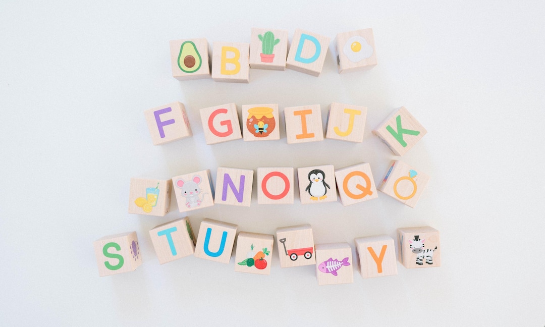 Colorful Picture Alphabet Blocks by Bannor Toys - Wooden Montessori ABC ...