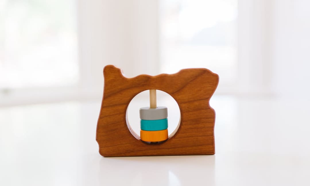 Personalized Oregon State Baby Rattle: Modern Wooden Toy - Etsy
