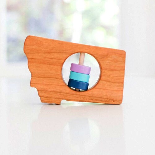 MONTANA State Baby Rattle™ Modern Wooden Baby Toy Organic - Etsy
