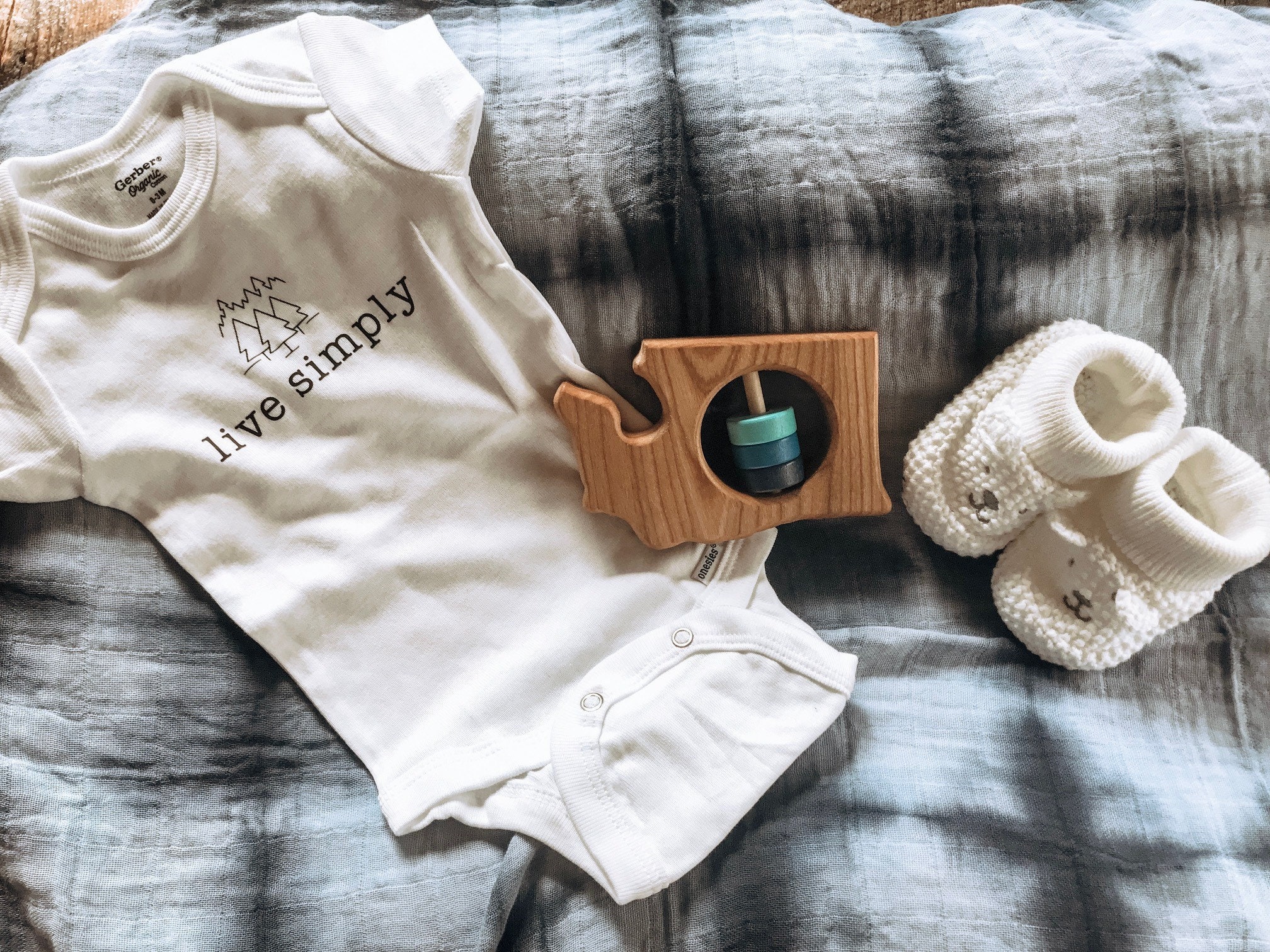 Washington State Baby Rattle: Modern Wooden Toy, Organic Cherry Wood - Etsy