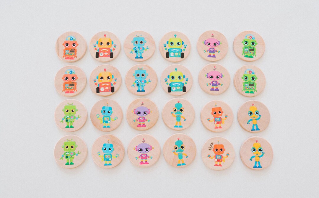Robot Matching Memory Set Wooden Toy Educational Toy Learning Toy ...