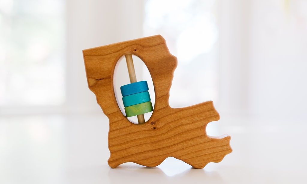 Louisiana State Rattle: Modern Wooden Baby Toy - Etsy