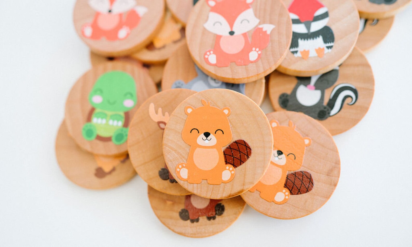 Woodland Animals Wooden Memory Matching Set Kids Matching Game | Etsy