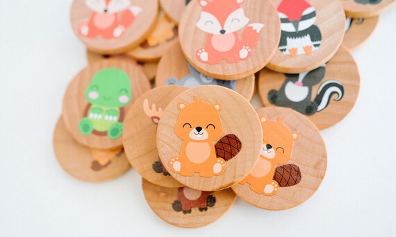Woodland Animals Wooden Memory Matching Set Kids Matching Game | Etsy