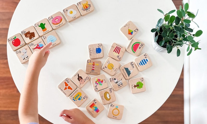 Wooden Alphabet Flash Cards: Montessori ABC Learning Toy - Etsy
