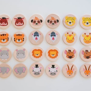 Safari Wooden Memory Matching Set Kids Matching Game Educational Tool ...