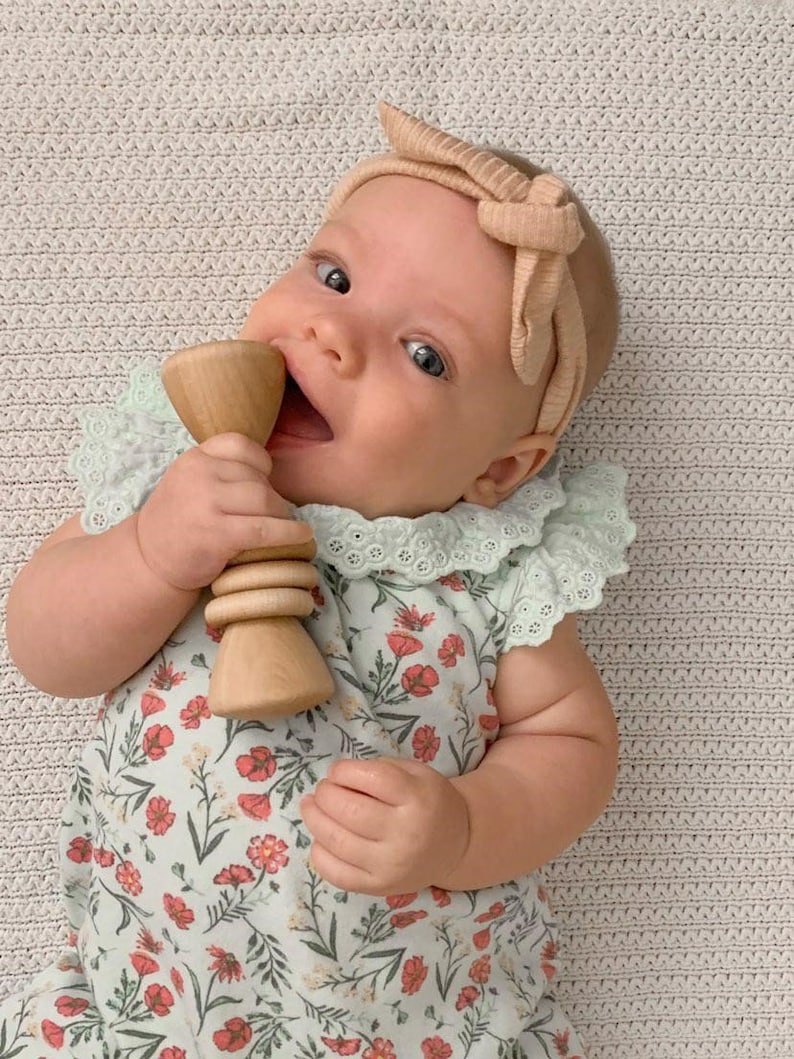 Natural Wood Baby Rattle: Classic Montessori Toy - Etsy
