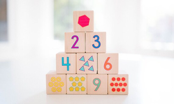 Numbers Counting Shape Blocks Organic and Natural Building | Etsy