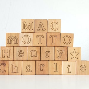 Personalized Baby Blocks - Organic Wood Name Blocks for Play, Photos ...