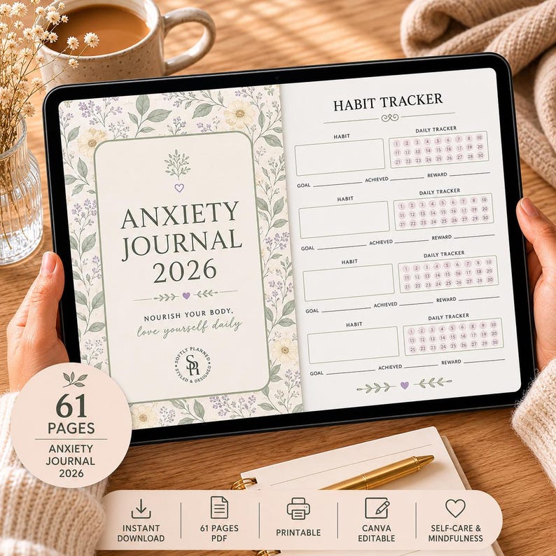 Anxiety Journal 2026 | Daily Mental Health Planner Self-care Tracker ...