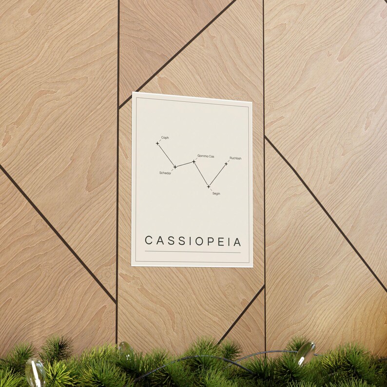Cassiopeia Constellation Art | Minimalist Star Map | Astronomy Bedroom ...