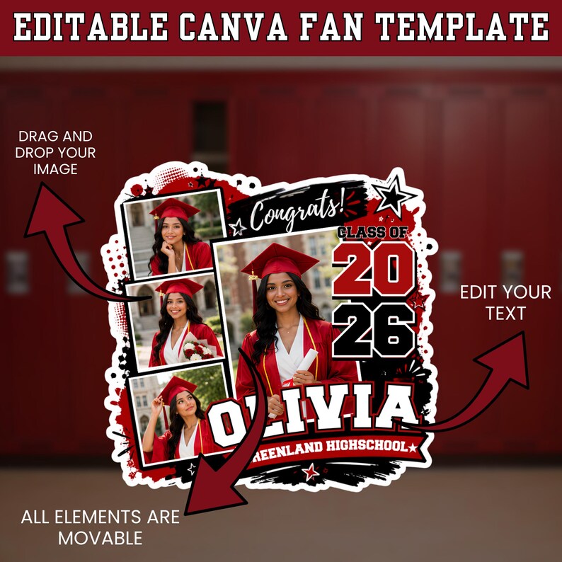 Class of 2026 Graduation Fan Template, Senior Photo Grad Program ...