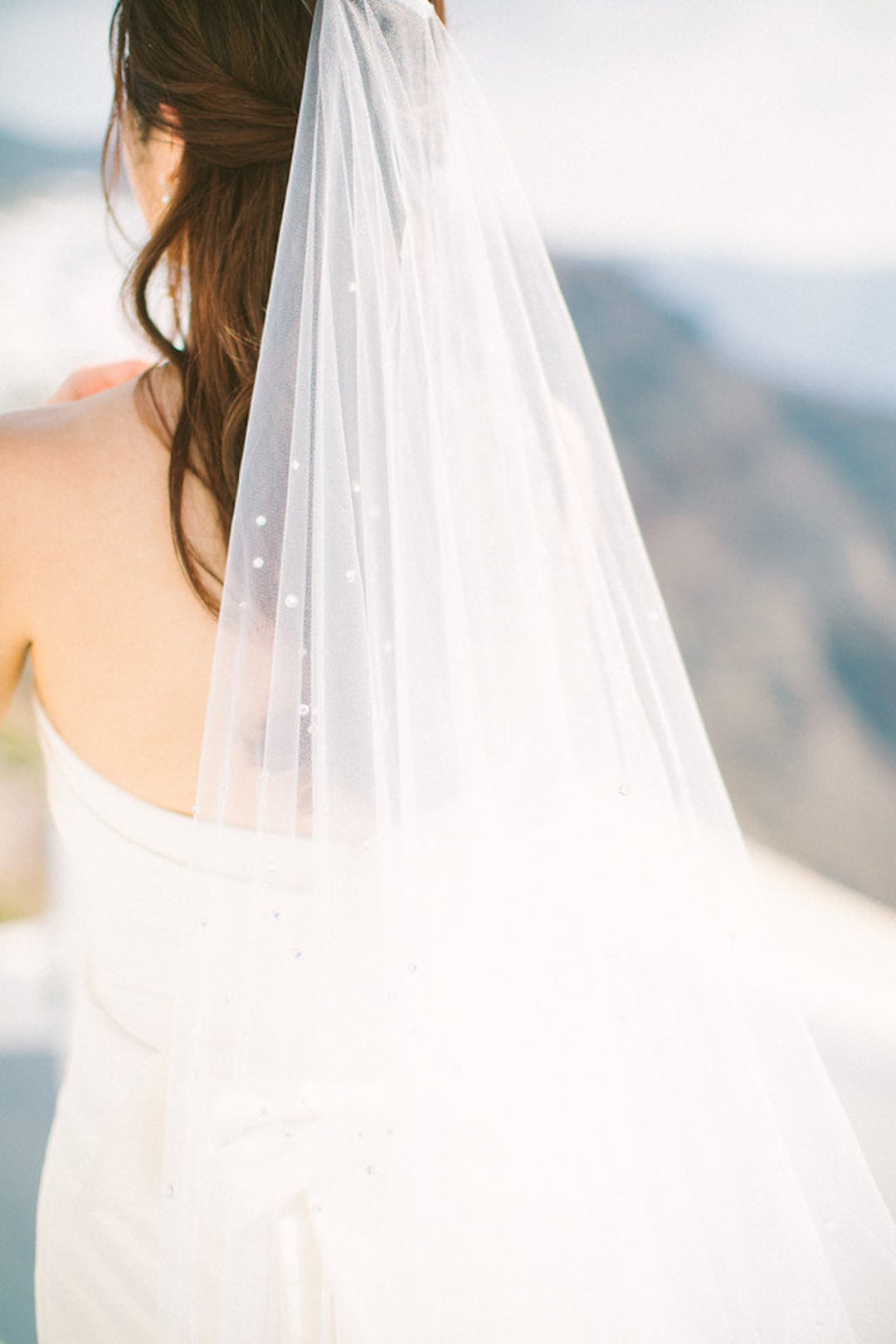 Wedding Veil With Scattered Crystals Chapel Veil With 2 Tiers Veil With ...