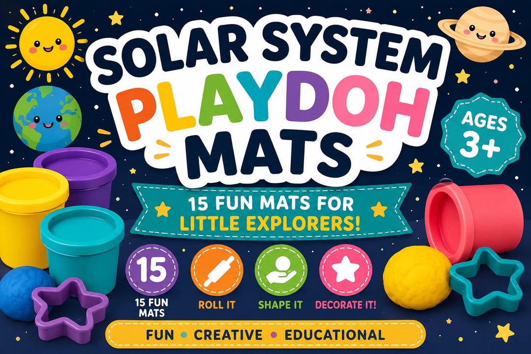 Solar System Playdoh Mats Printable for Kids Ages 3+ | Space Play Dough ...