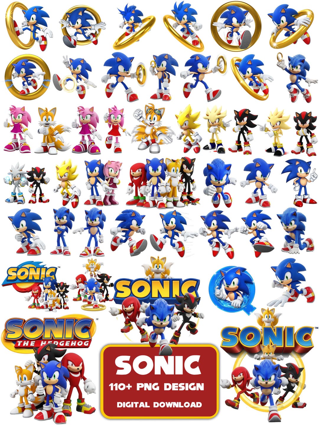 Sonic Png Bundle, Sonic Clipart Png, Sonic Silhouette, Sonic Birthday ...