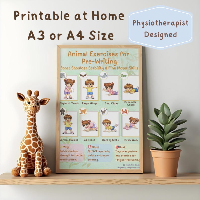 Animal Pre-writing Exercises Poster | Shoulder Stability, Fine Motor ...