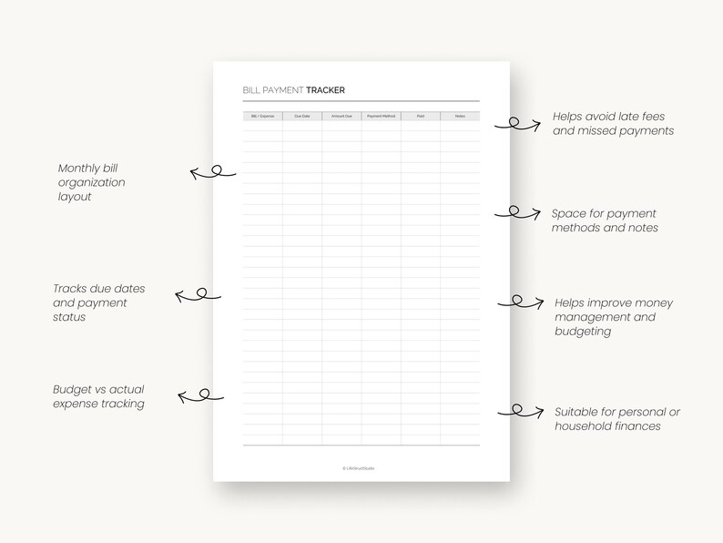 Never Miss a Bill Again — Monthly Bill & Expenses Tracker | Payment Log ...