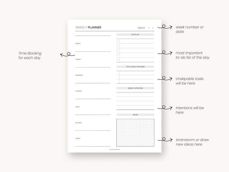 Your Most Productive Week Starts Here — Undated Weekly Planner | Goals ...