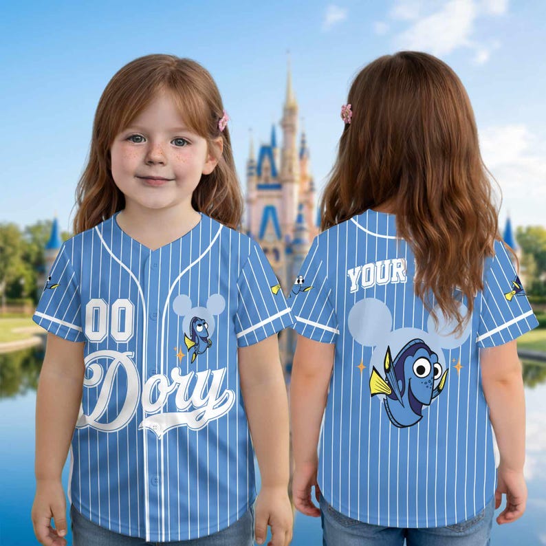 Custom Dory Baseball Jersey, Personalized Mickey Ear Pinstripe Shirt ...