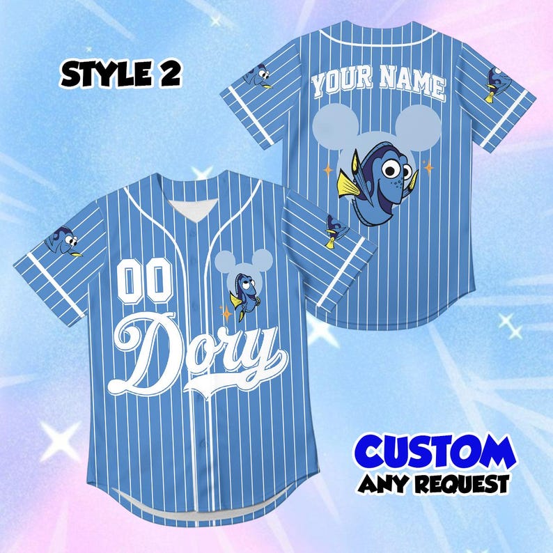 Custom Dory Baseball Jersey, Personalized Mickey Ear Pinstripe Shirt ...