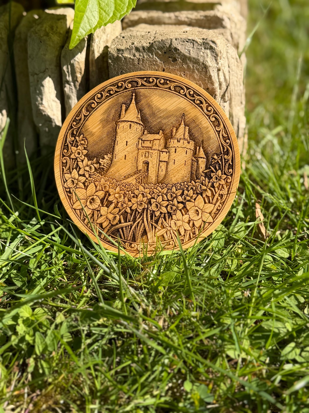 Engraved Wooden Plaque: Castle Coch Daffodil Art – Welsh Cottagecore ...