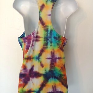Rainbow Tie Dye Racerback Tank Top With Pretty Abstract Colorful Pattern , Multicolor Hand Dyed ...