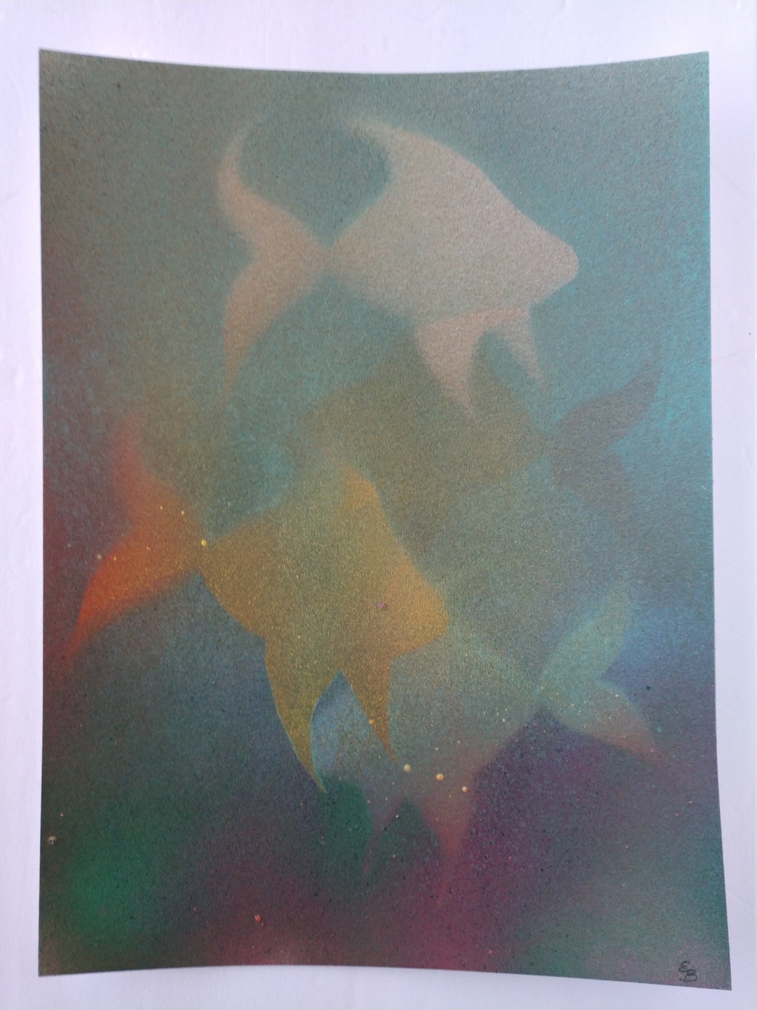 Angelfish Painting, Painting of Angelfish on Paper ,tropical Fish Art ...