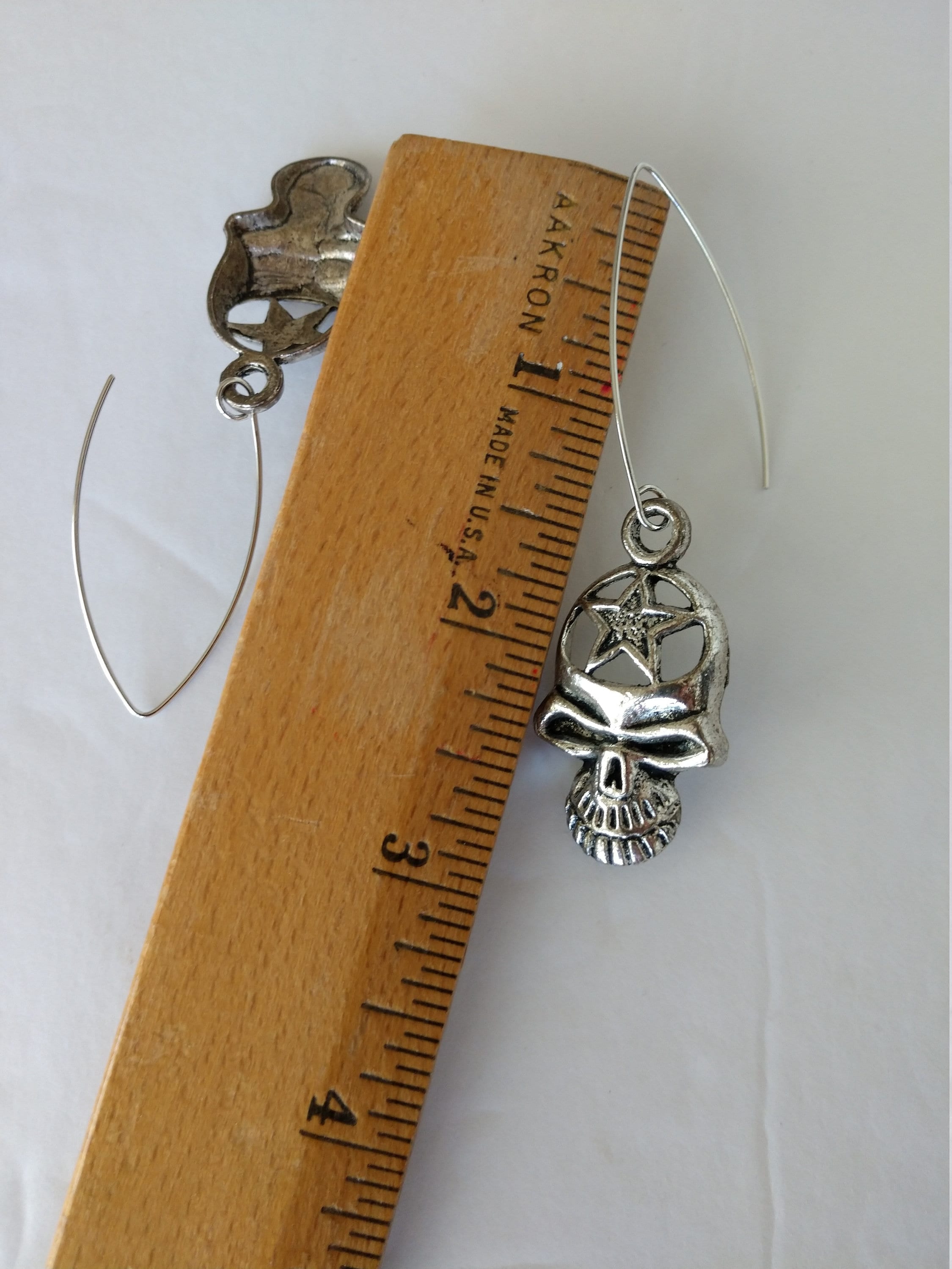Tibetan Skull Earrings , Skull Earrings With Silver Boomerang Ear Wires ...