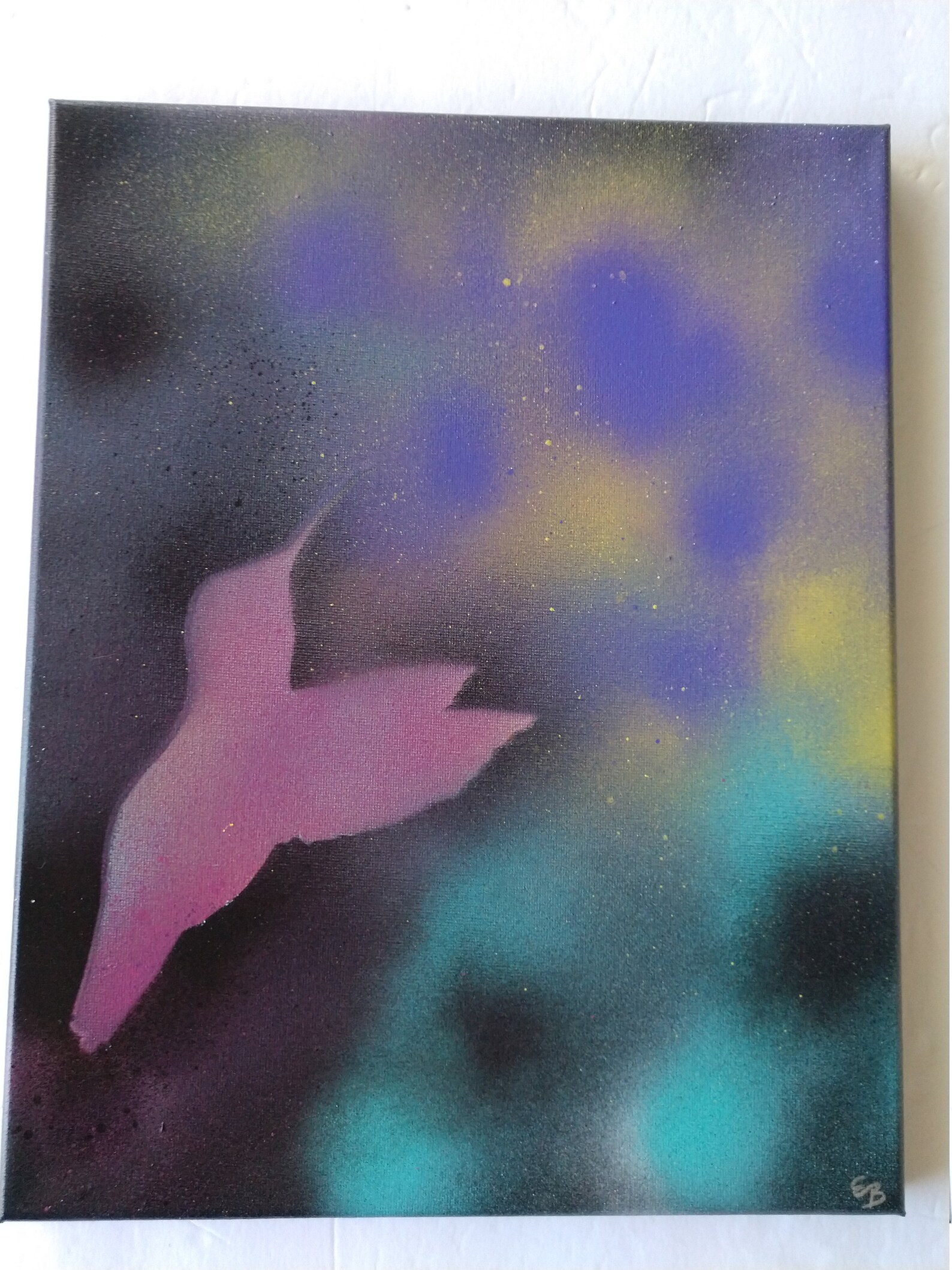 Abstract Painting of Hummingbird and Flowers on Canvas Pink | Etsy