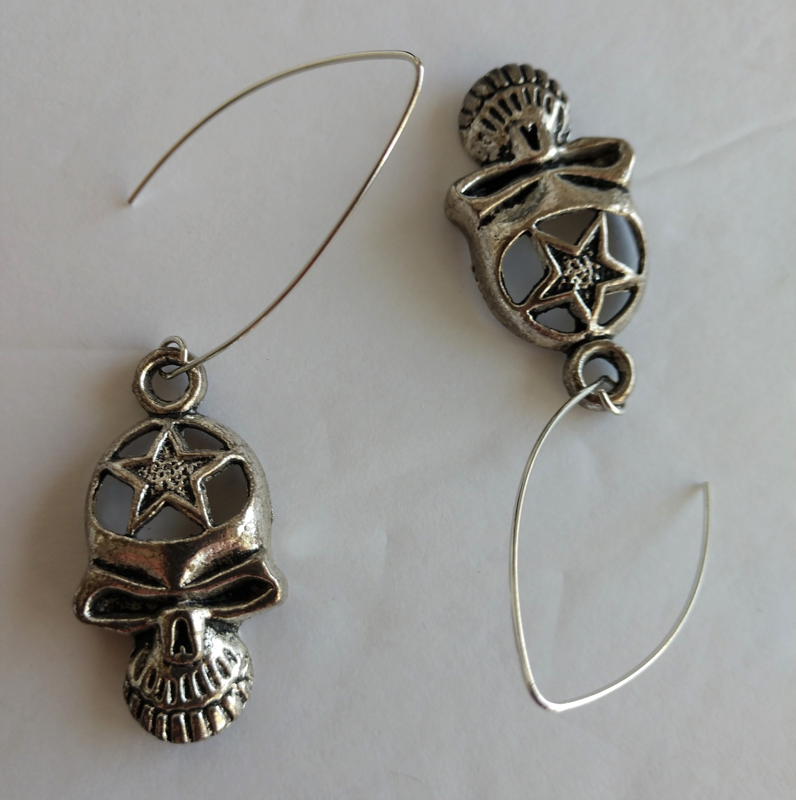 Tibetan Skull Earrings , Skull Earrings With Silver Boomerang Ear Wires ...