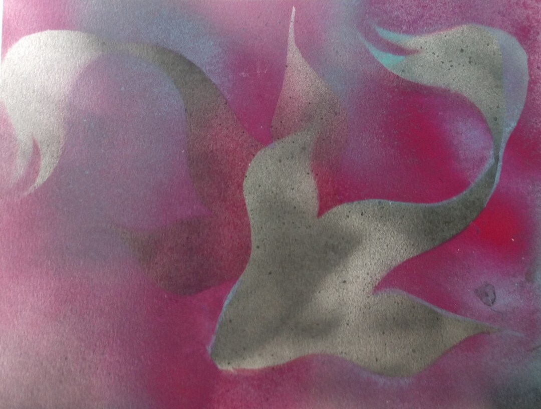 Abstract Koi Fish Spray Art: Pink & Grey Watercolor Paper (11x15 ...