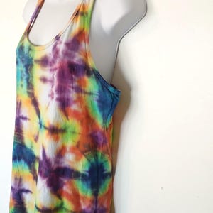 Rainbow Tie Dye Racerback Tank Top With Pretty Abstract Colorful Pattern , Multicolor Hand Dyed ...