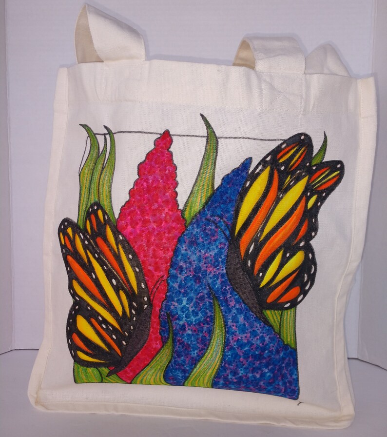 Butterflies Tote Bag , Canvas Tote Bag With Hand Drawn Butterflies in ...