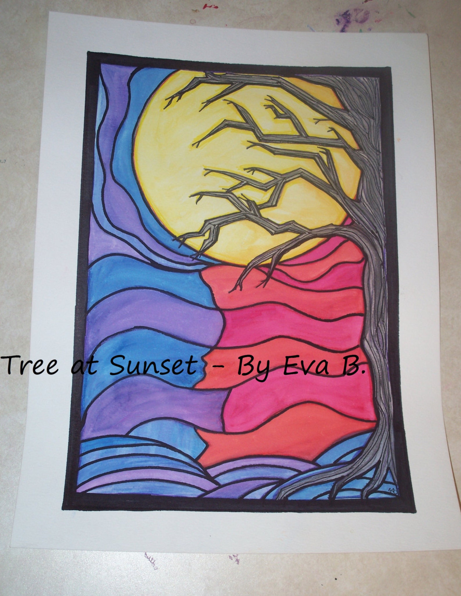 Tree Art Tree Painting Tree Drawing Multimedia Tree Moon Art | Etsy