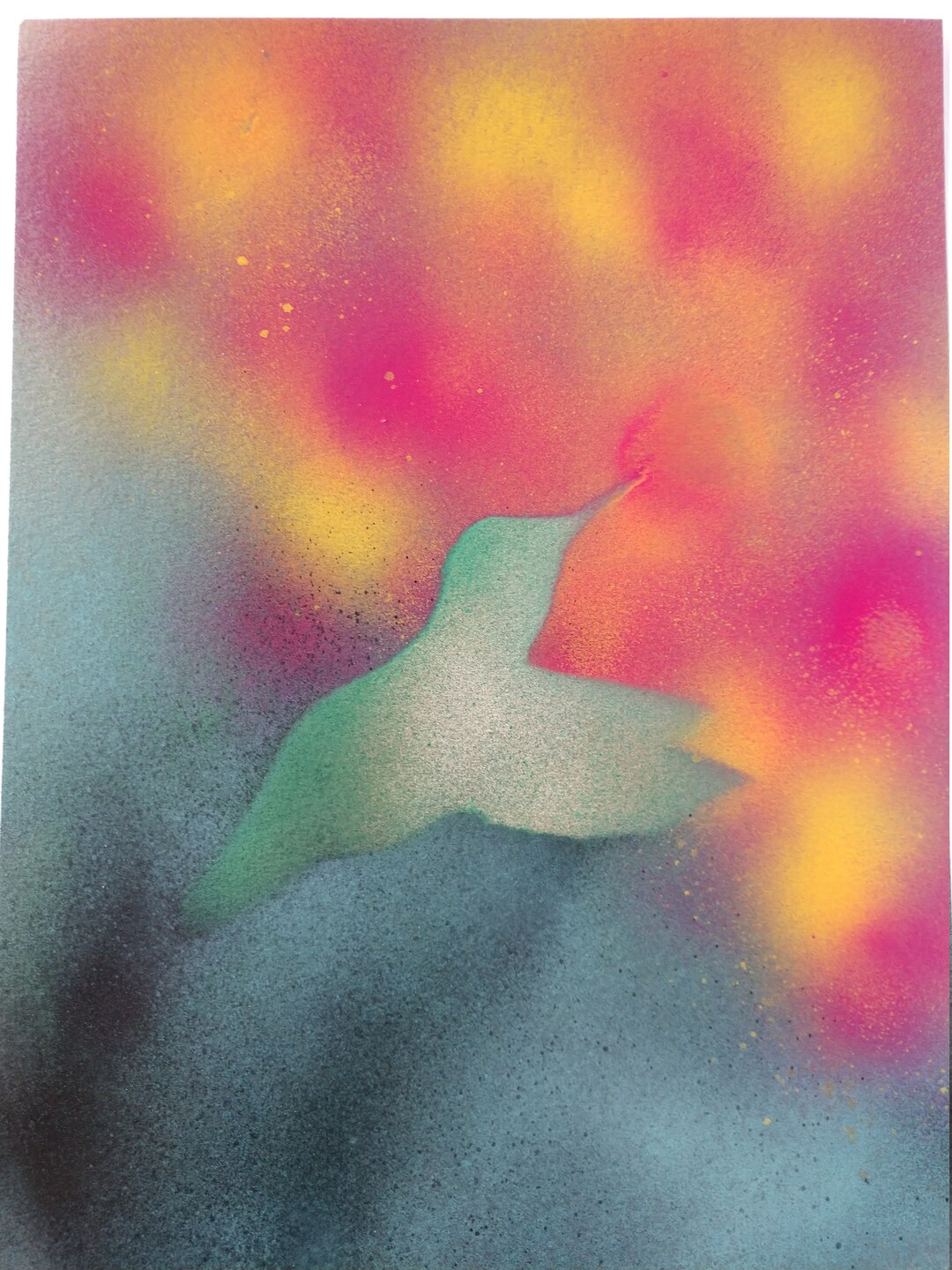 Abstract Hummingbird Painting: Floral Bird Art, 15x11 Inches - Etsy